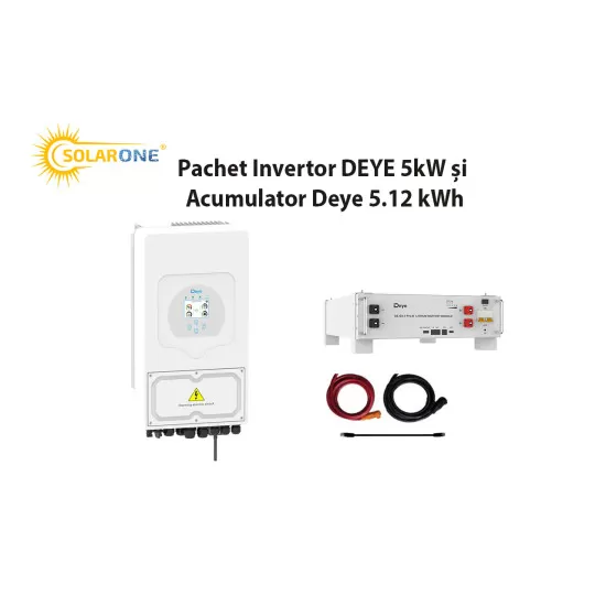 Pachet Invertor DEYE 5kW și Acumulator Deye 5.12 kWh